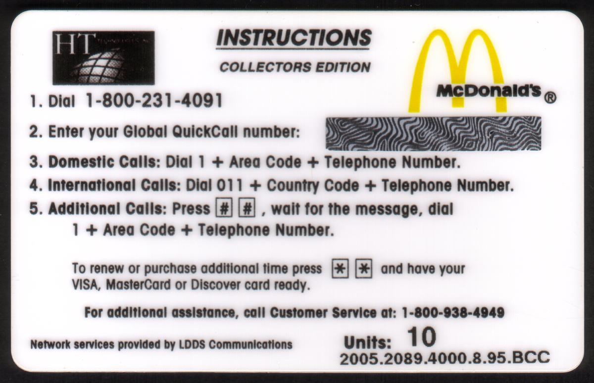 Phone Cards For Collectors - Collectible Phone Cards - McDonalds ...