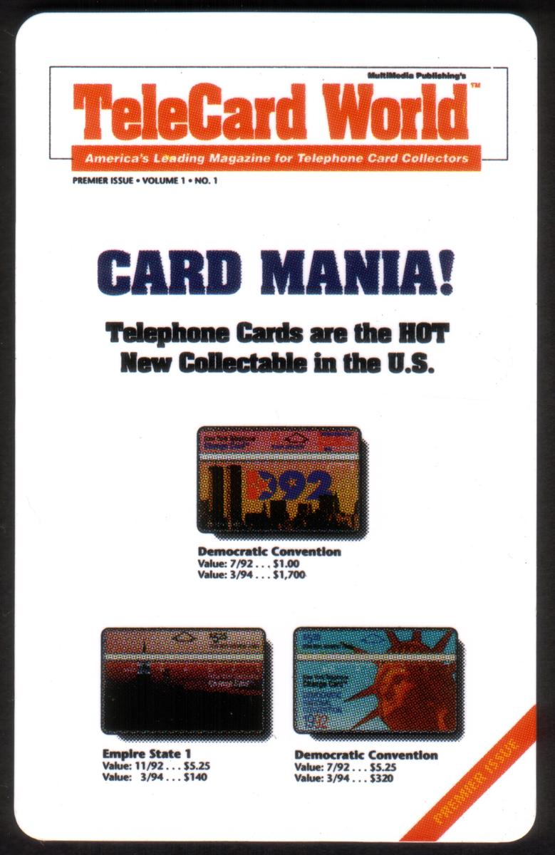 Phone Cards For Collectors - Displays the debut issue of TeleCard World ...
